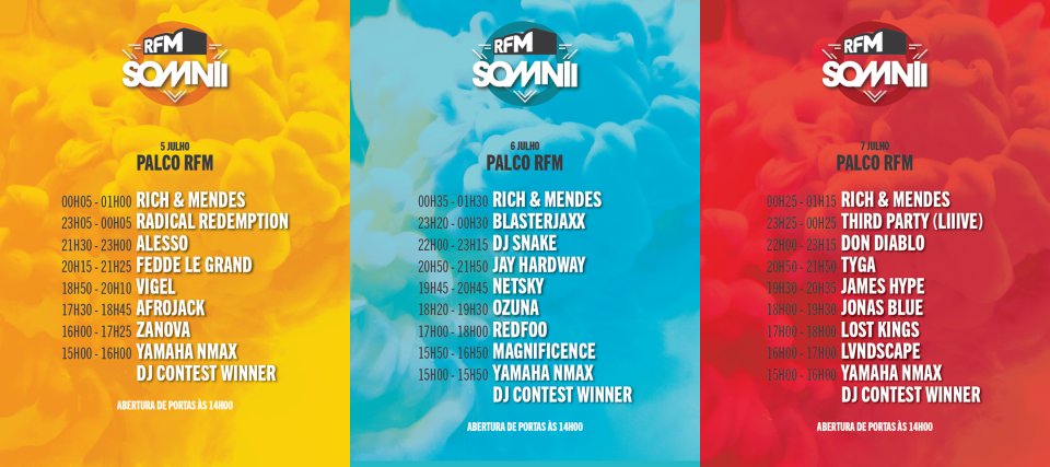 Horários dos concertos do Festival RFM Somnii 2019 – Toupeiras – Agenda ...