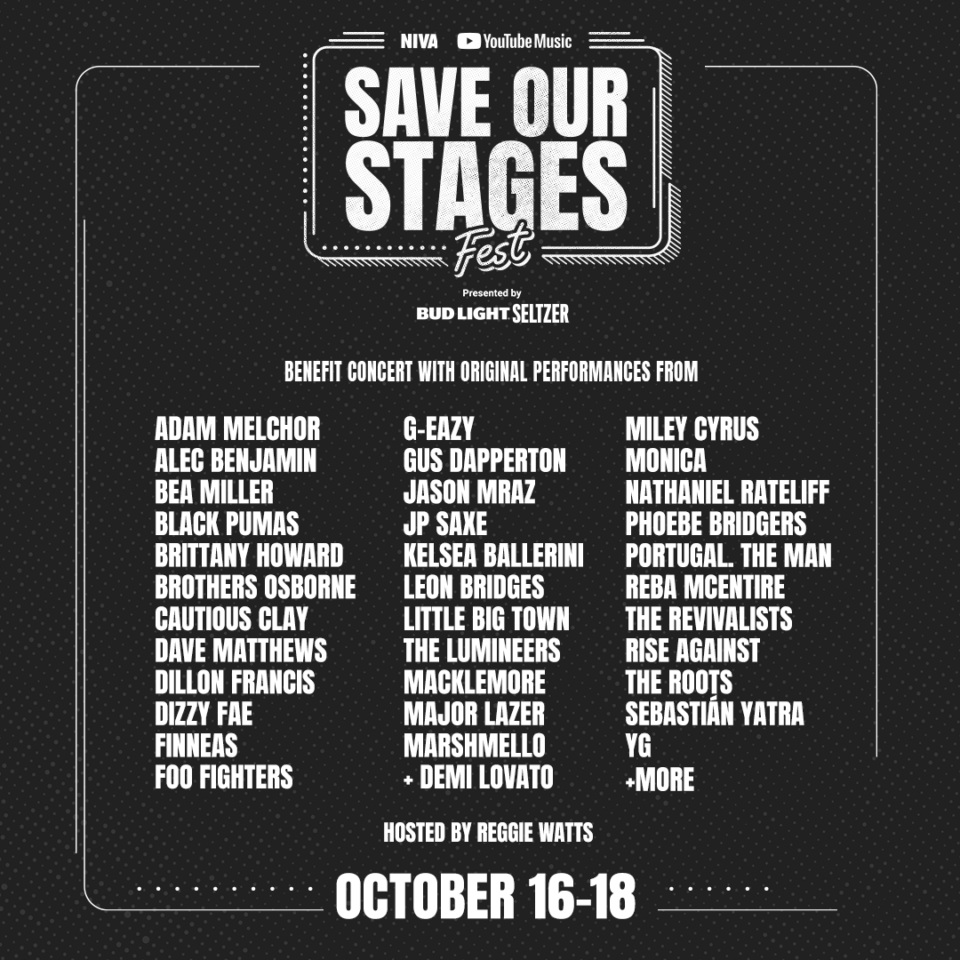 Save Our Stages Fest com Livestream no Youtube com Foo Fighters, Rise ...