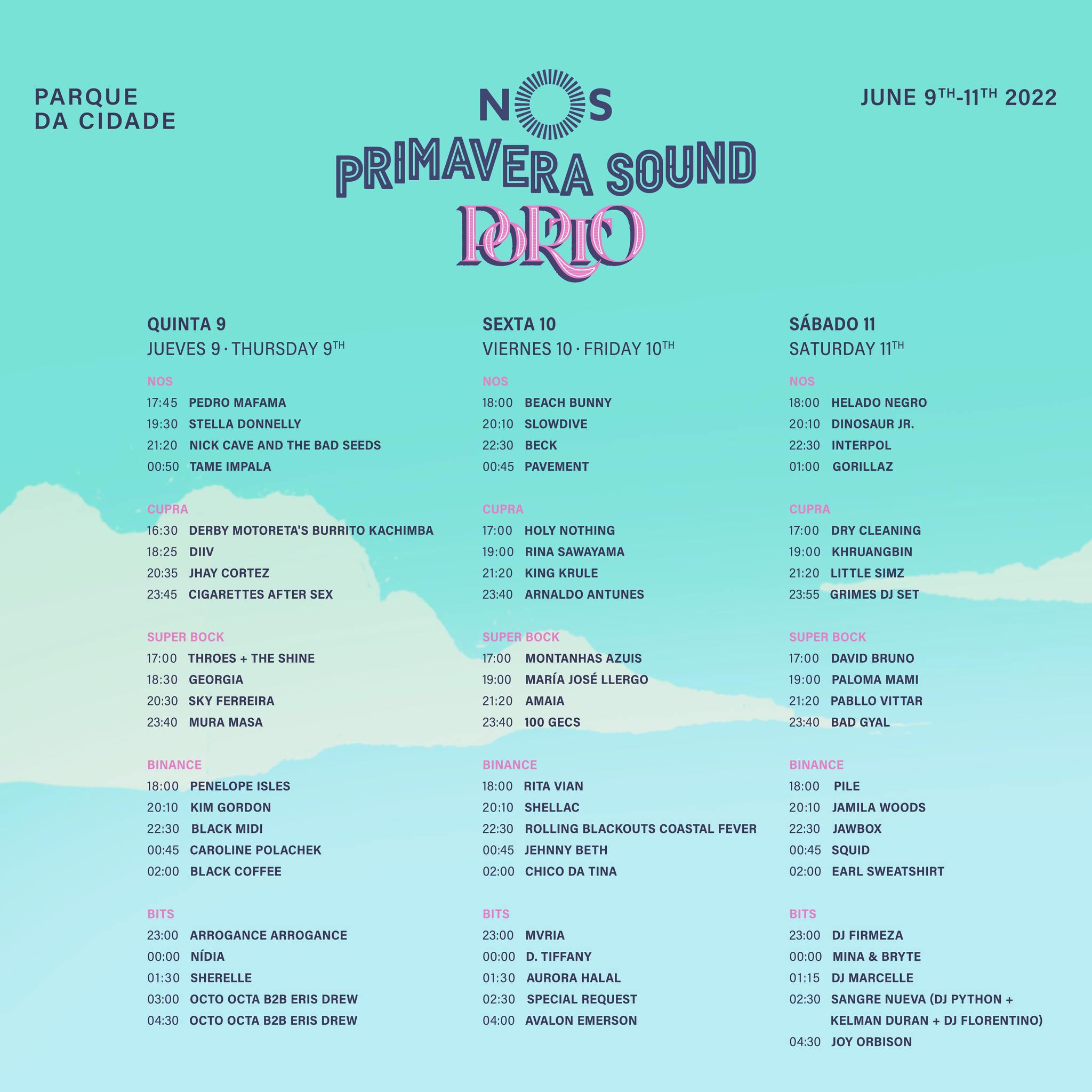 Festival NOS Primavera Sound 2022 anunciou os horários dos 5 palcos ...